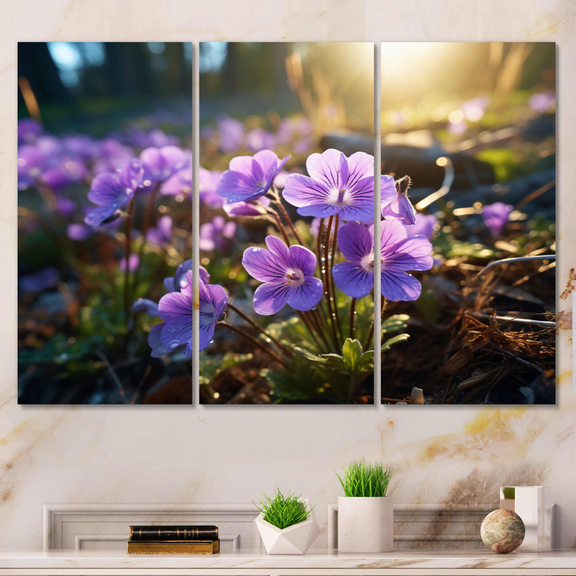 Latitude Run® Violets Field At Sunrise II - Violets Metal Art Print Set - Wayfair Canada